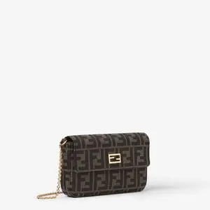 Fendi Tube Wallet On Chain Ff Zucca Jacquard And Leather Compact Wallet
